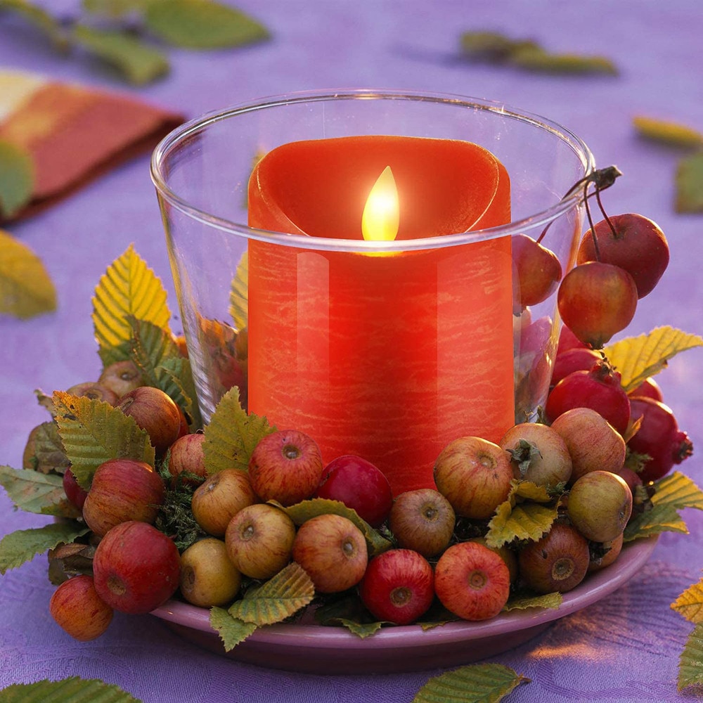 Set de 3 lumanari decorative cu timer, ceara reala, functionare cu ...