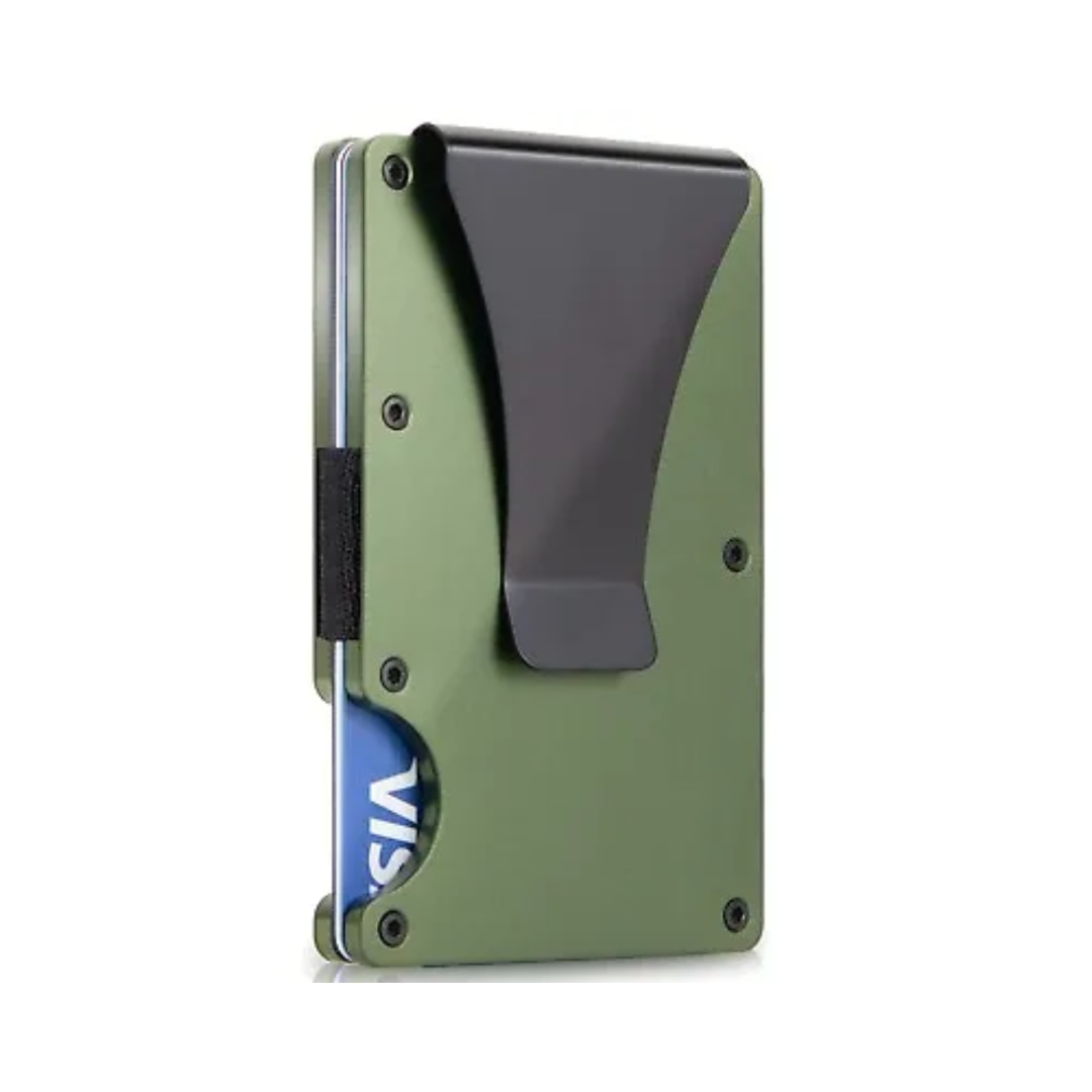 Portofel ultra subtire metalic pentru carduri cu blocare RFID, Verde ...