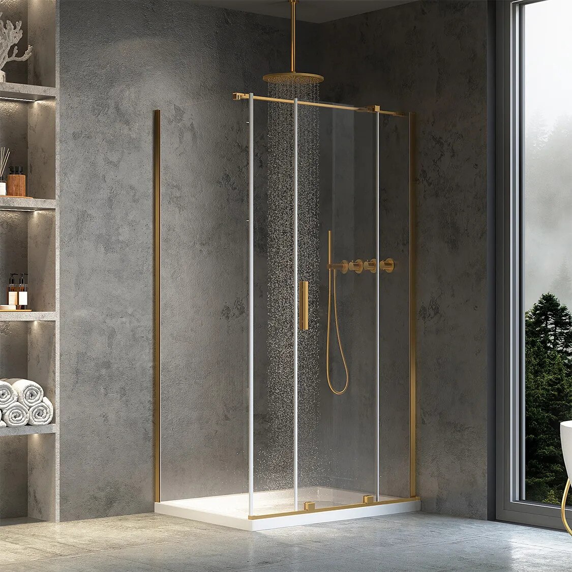 Cabina De Dus De Colt Montana Rea, Aur Periat, Sticla, 130X90 - eMAG.ro