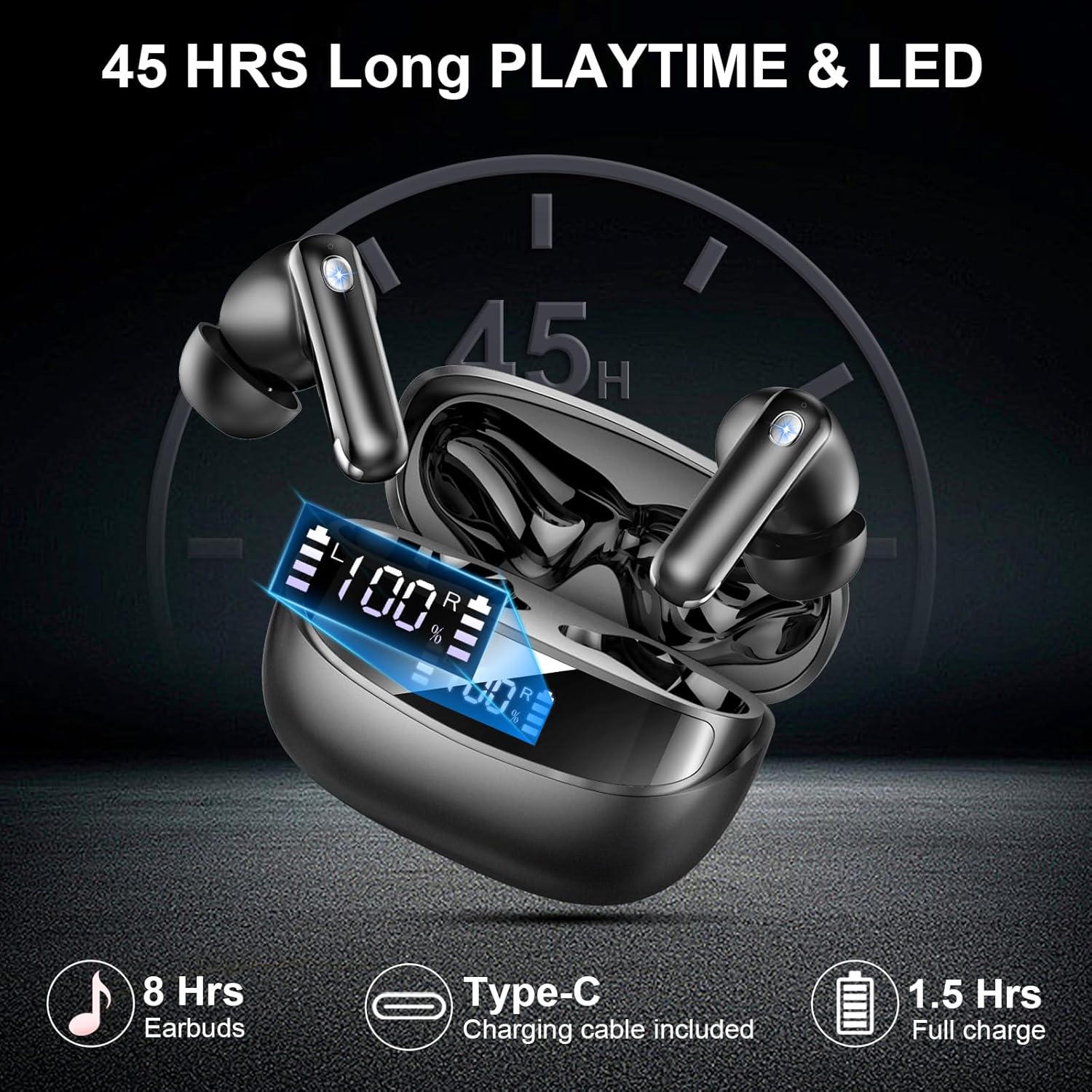 Casti Bluetooth, Casti fara fir Bluetooth 5.4, Casti intraauriculare cu ...