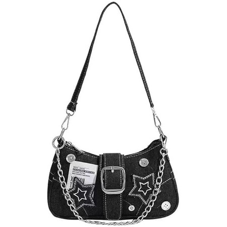Geanta de umar neagra Y2K, stil punk-goth, cu detalii edgy, dimensiuni ...