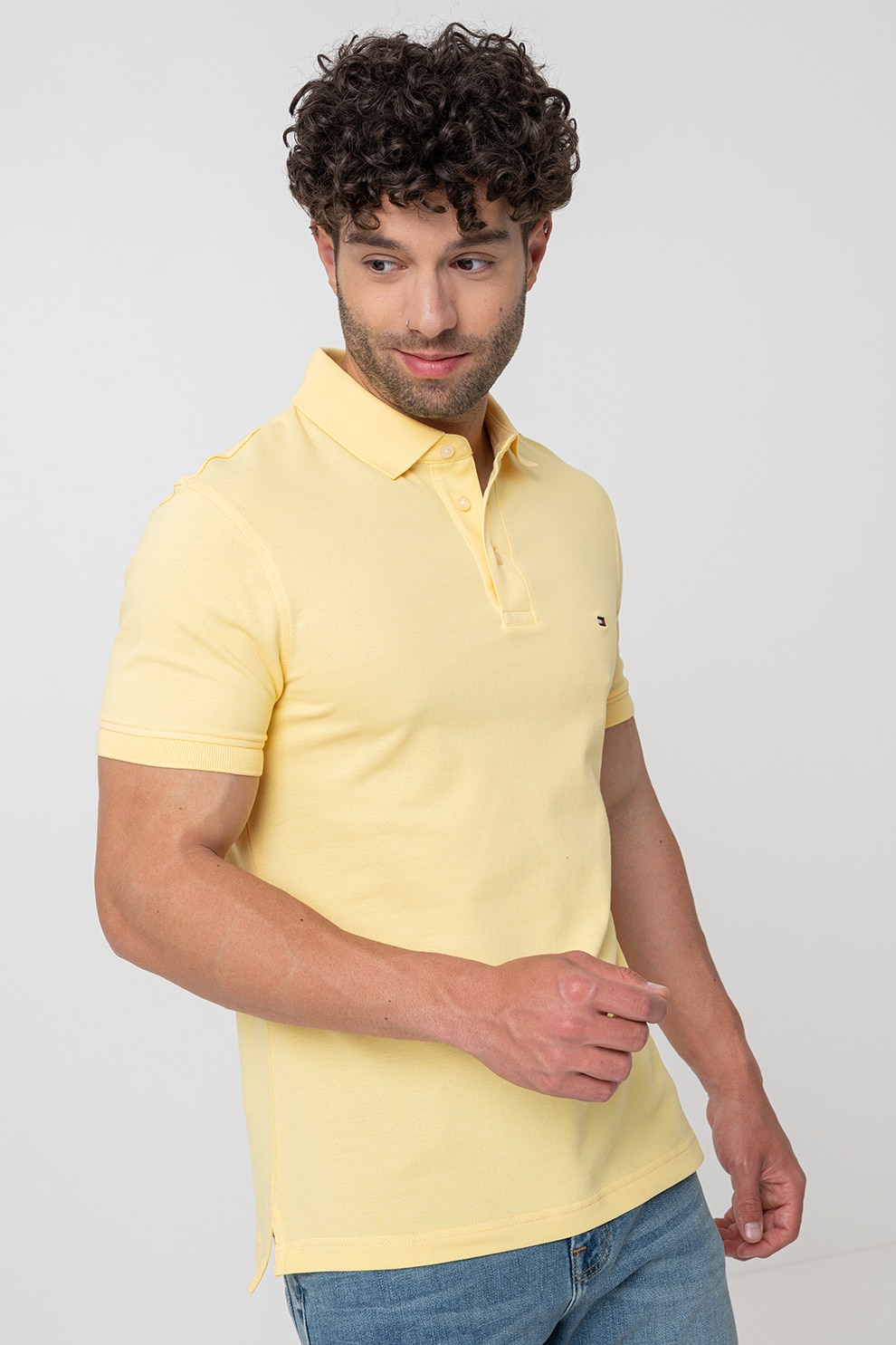 Tommy Hilfiger, Tricou polo slim fit din amestec de bumbac organic ...
