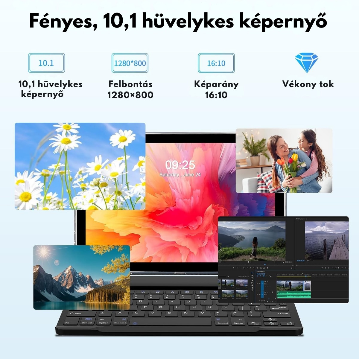 2 az 1-ben tablet, 10.1 hüvelykes kijelzővel, 8GB RAM (4+4GB bővíthető ...
