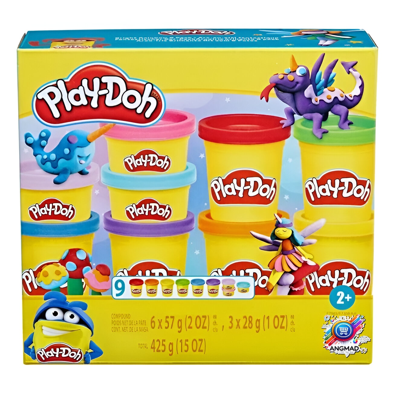 Set plastilina ANGMAD, Play-Doh, 9 recipiente, cantitate totala: 425g ...