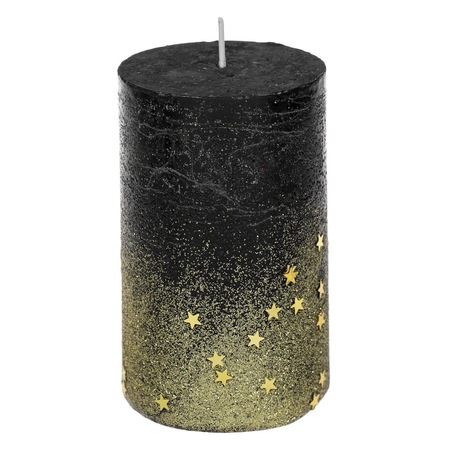 Lumanare Neagra cu Stele Aurii Glitter de Craciun Ø6x10cm - eMAG.ro
