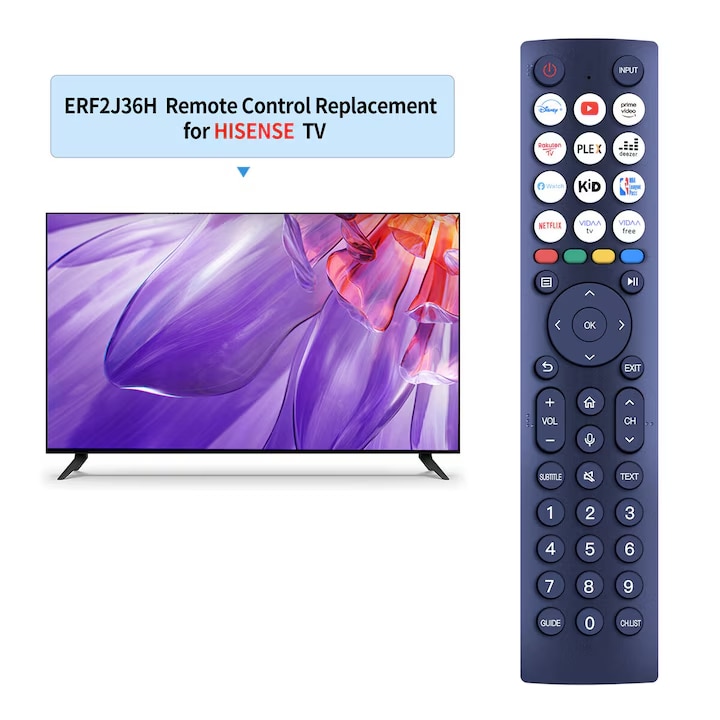 Telecomanda KNTECH®, ERF2J36H/EN2M36H pentru Smart TV HISENSE, GORENJE ...