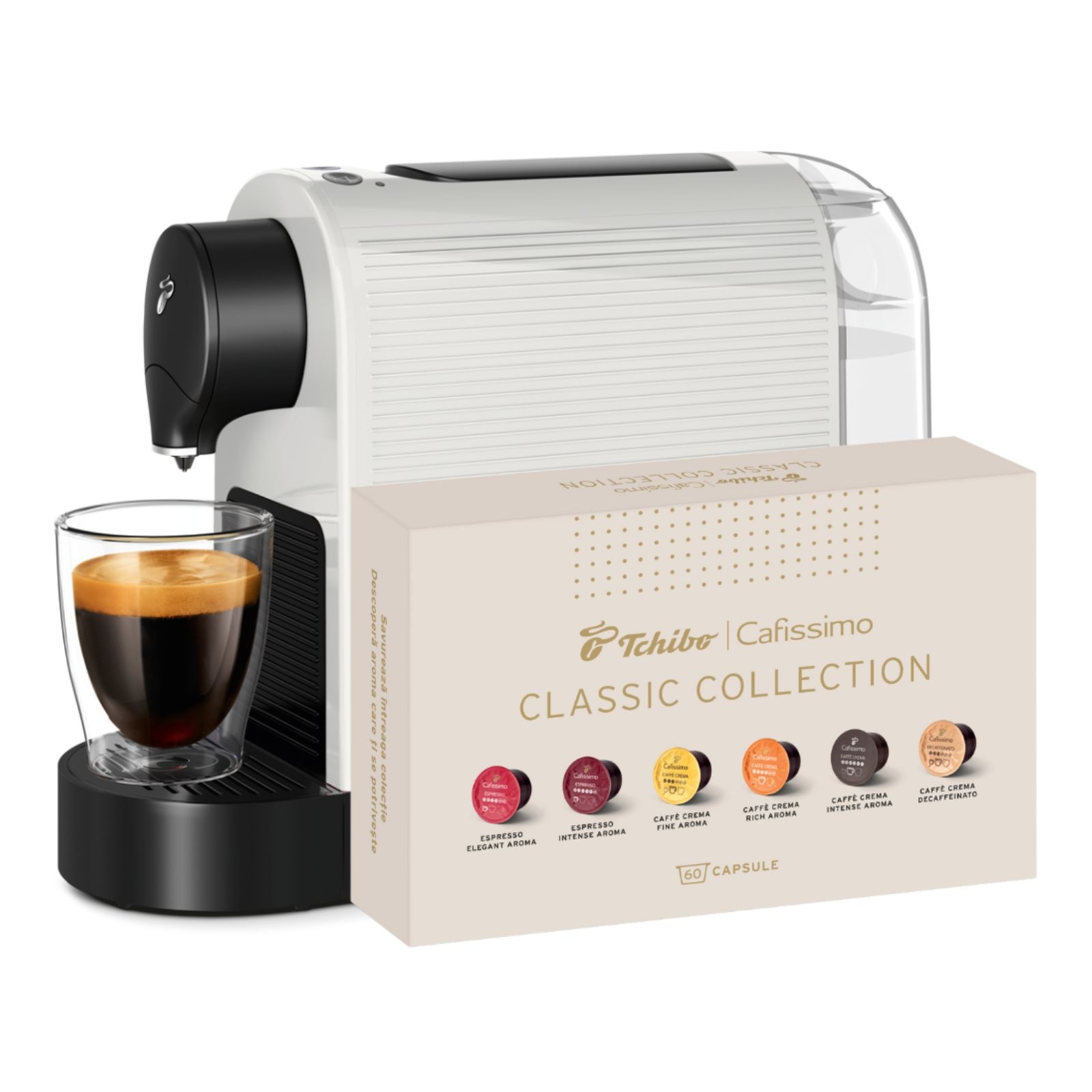Pachet CAFISSIMO Pure Plus White espressor + Classic Collection, cafea ...