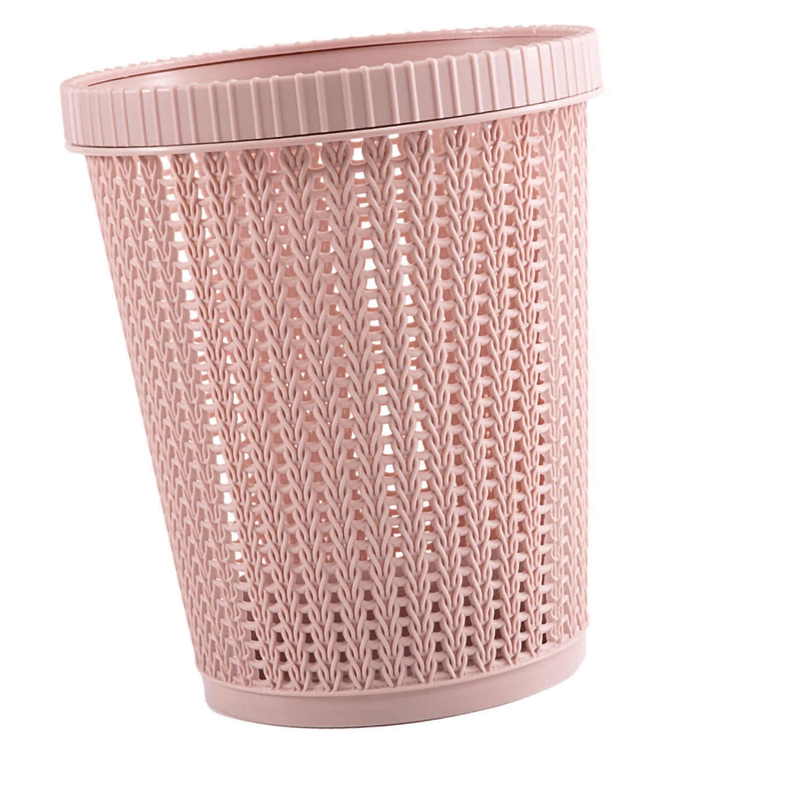 Cos de gunoi modern roz, design fara capac, plastic durabil, forma ...