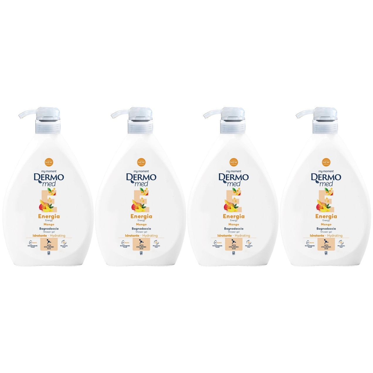 Set 4 x Dermomed Gel Dus 1l Mango, fresh aroma, parfum floral, distruge ...