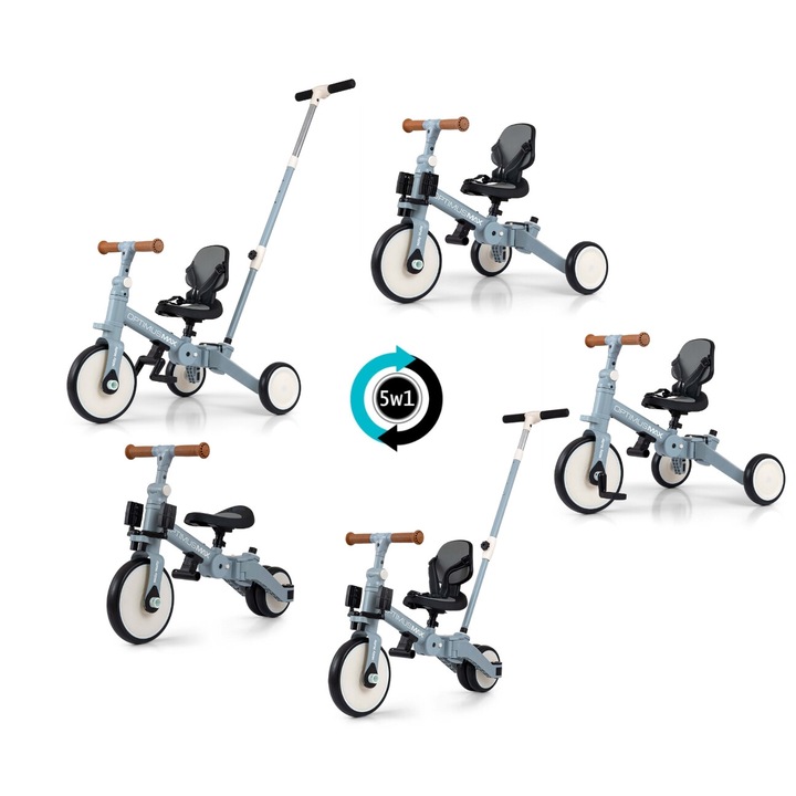 Tricicleta 5in1 Optimus Max, Milly Mally, 3 roti, cu manere pentru ...