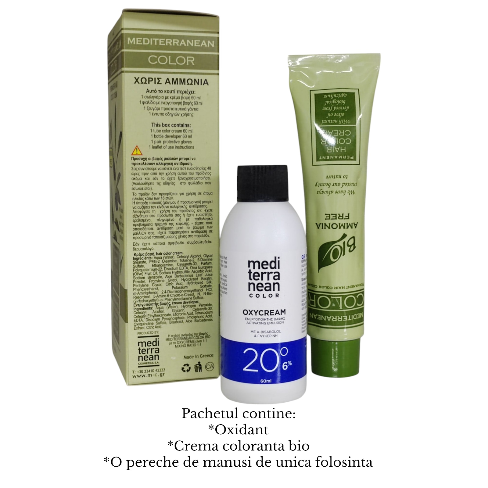 Vopsea de par Bio fara amoniac Mediterranean Bio, nuanta 6/6 Roscat ...