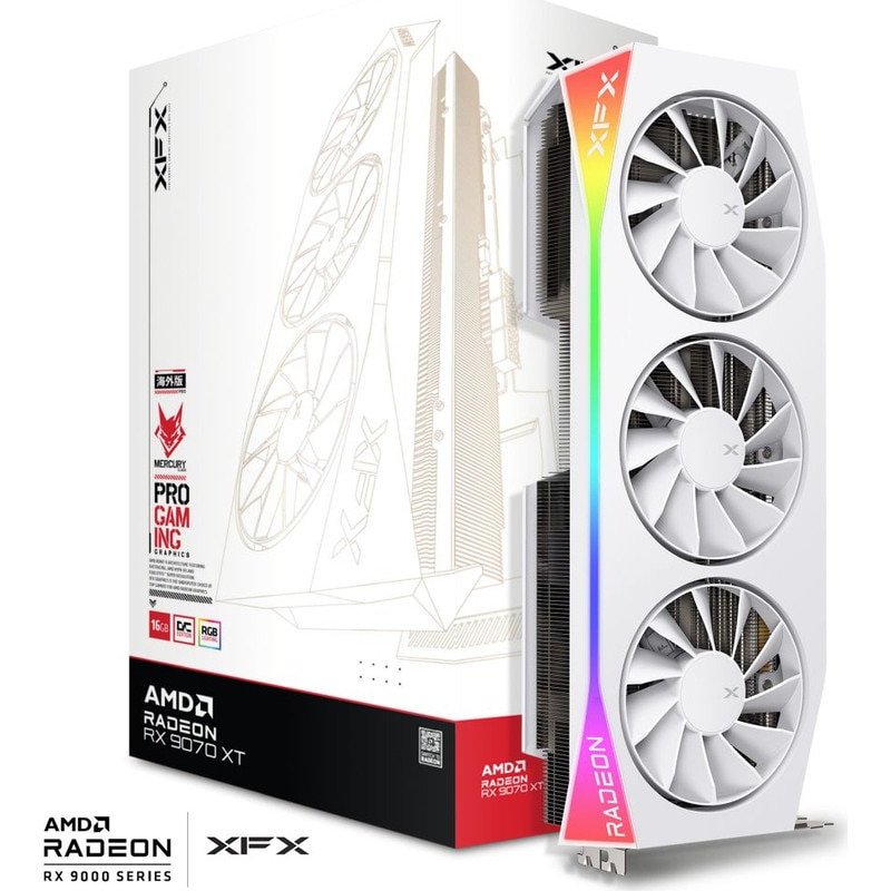 Видеокарта XFX Radeon RX 9070 XT Mercury GAMING OC White 16GB GDDR6 256 ...