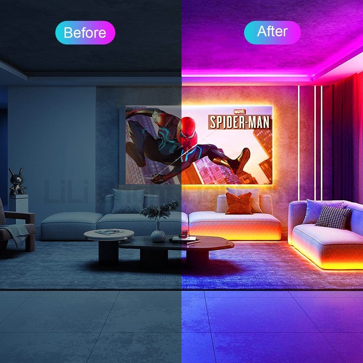 Banda LED 5 m RGB cu telecomanda, sincronizare muzicala, setare ...