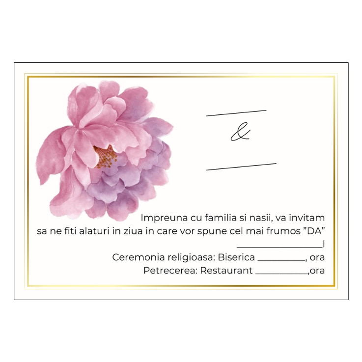 Invitatie nunta 10x15 cm cu plic, Model 9 - eMAG.ro