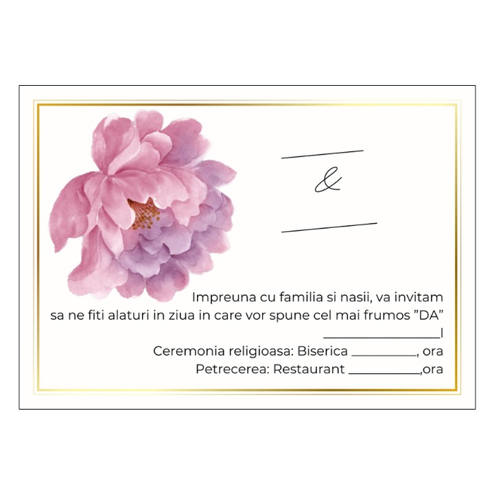 Invitatie nunta 10x15 cm cu plic, Model 9 - eMAG.ro