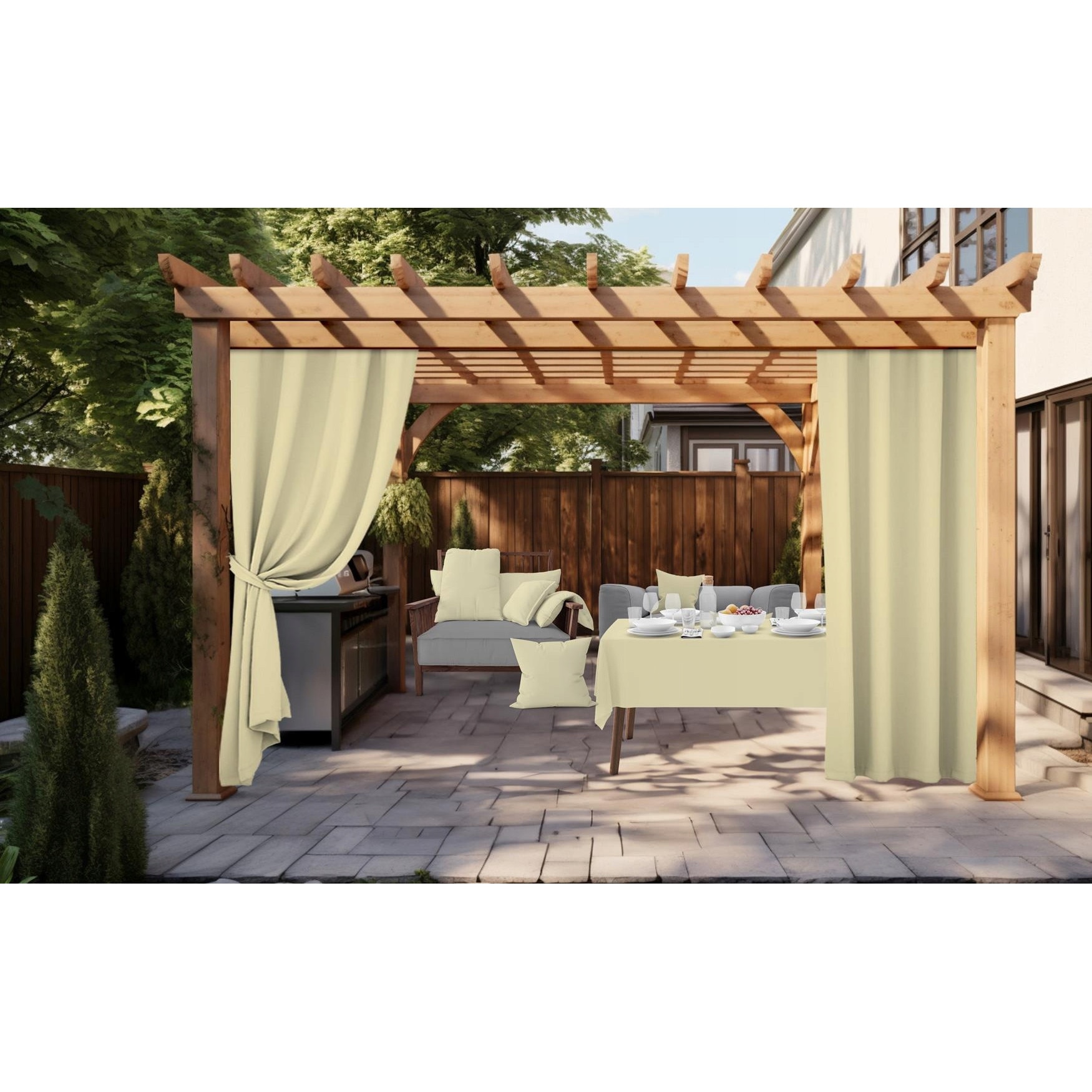 Draperii de gradina, Homeview, 155x240 cm, Impermeabil, Pentru terasa ...