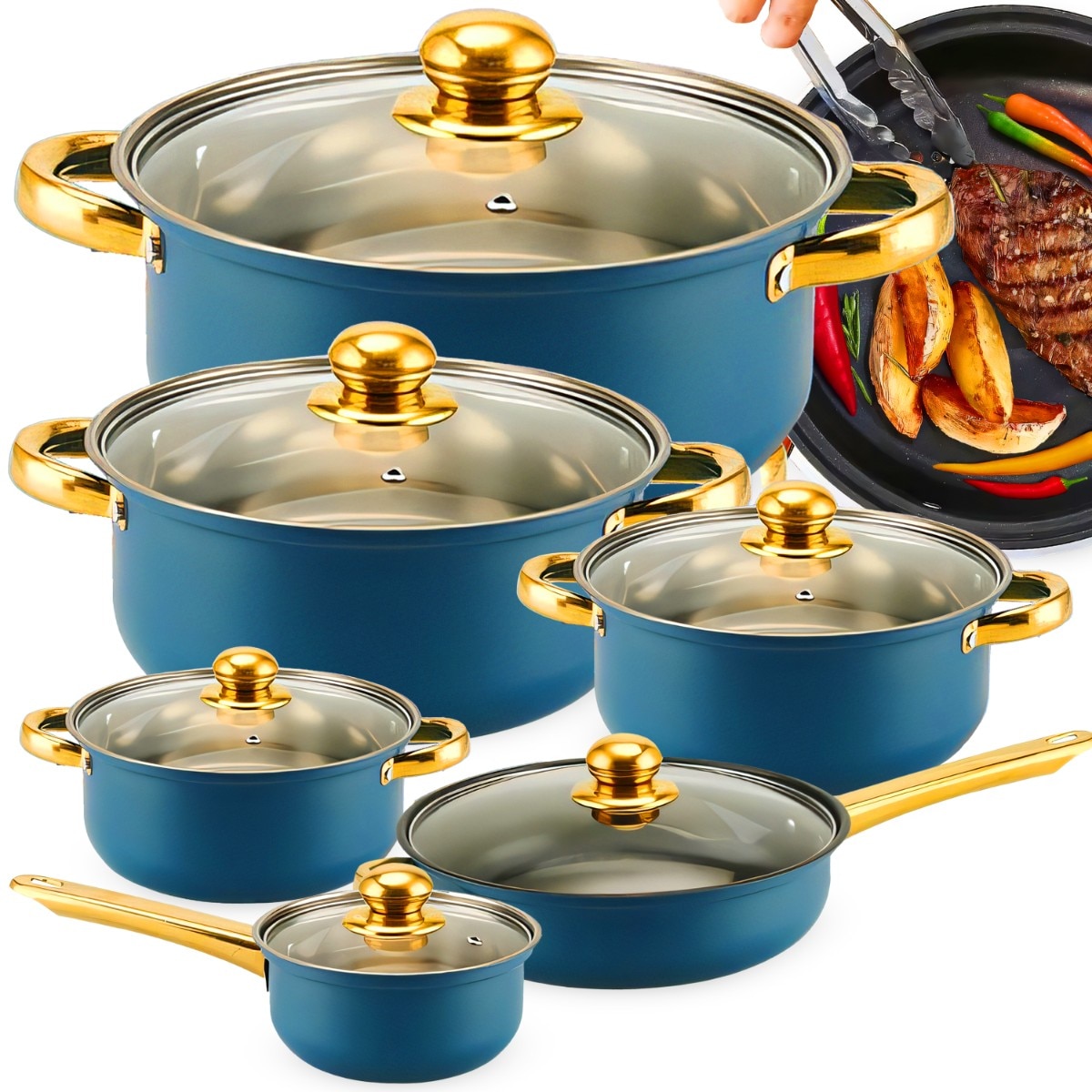 Set De Oale RETOO HomeSmart, 12 Piese, Inox, Compatibil Inductie, 5 ...