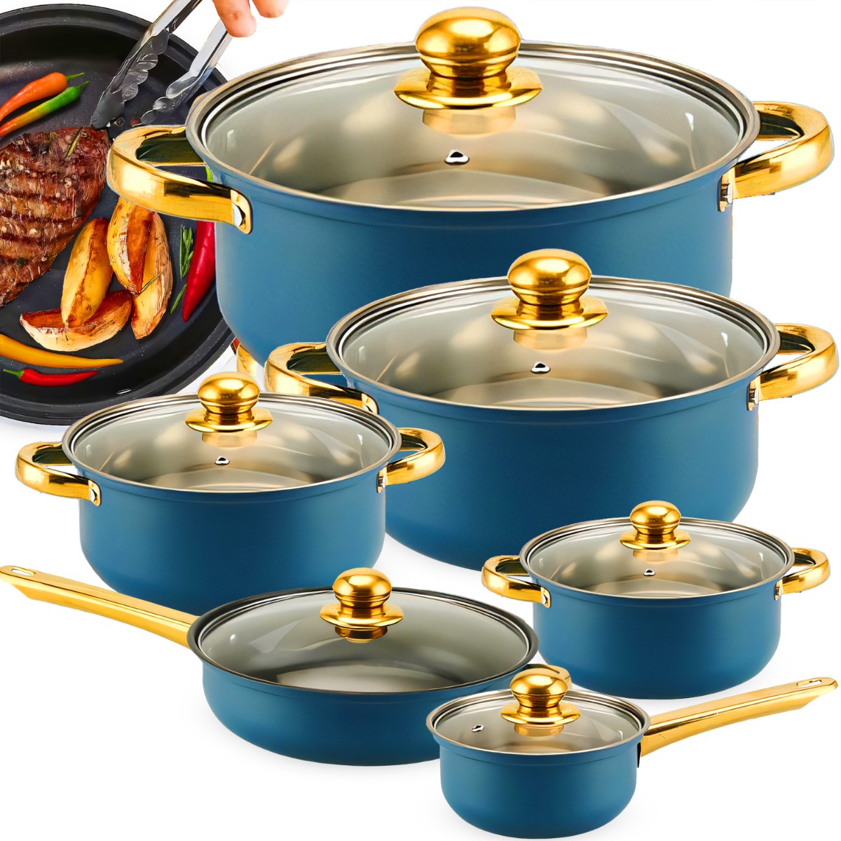 Set De Oale RETOO HomeSmart, 12 Piese, Inox, Compatibil Inductie, 5 ...