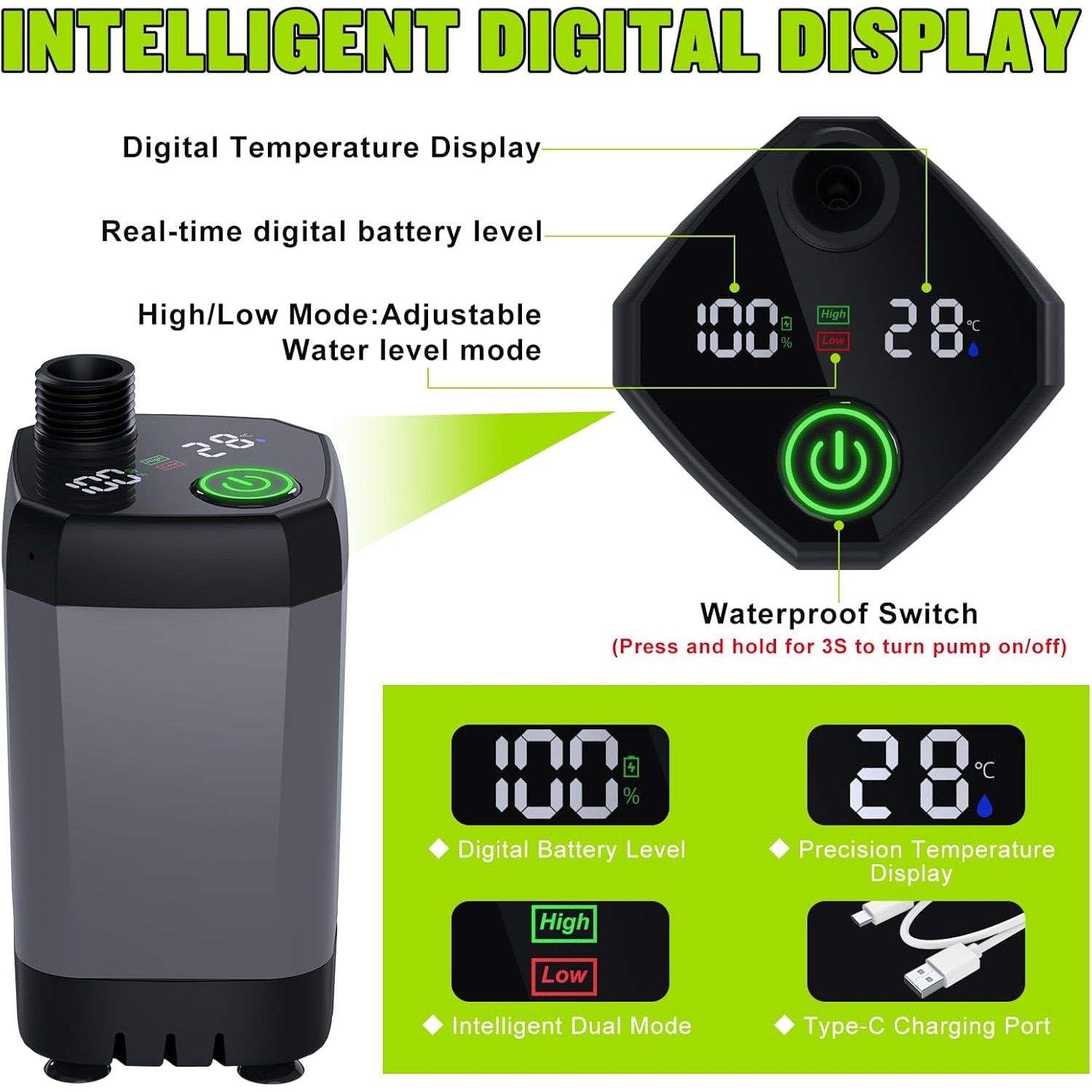 Dus Portabil Camping POKKO Camp Shower™ 6000mAh, Ecran LED, Moduri ...