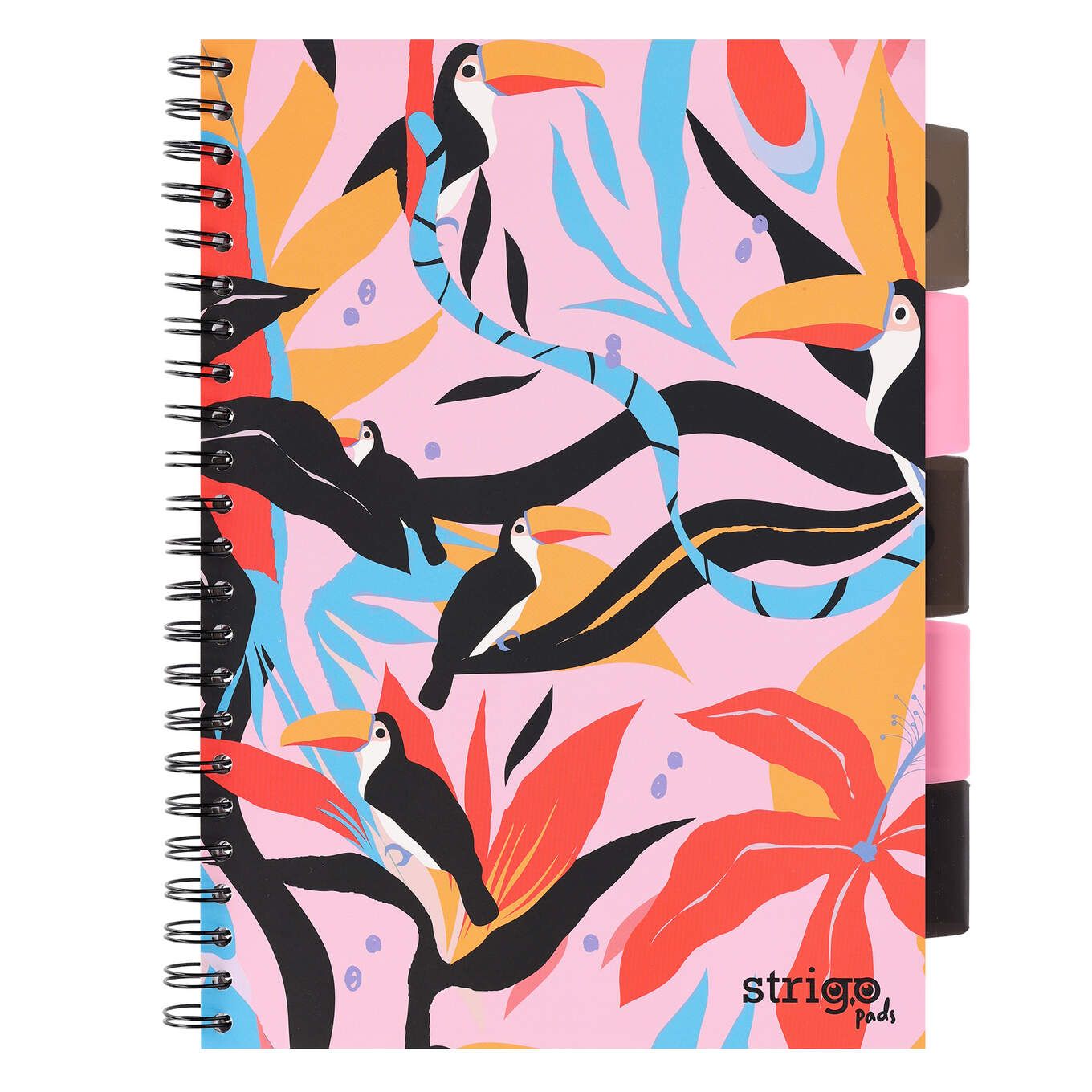 Тетрадка със спирала и разделители, STRIGO PADS Project Book Jungle A4 ...