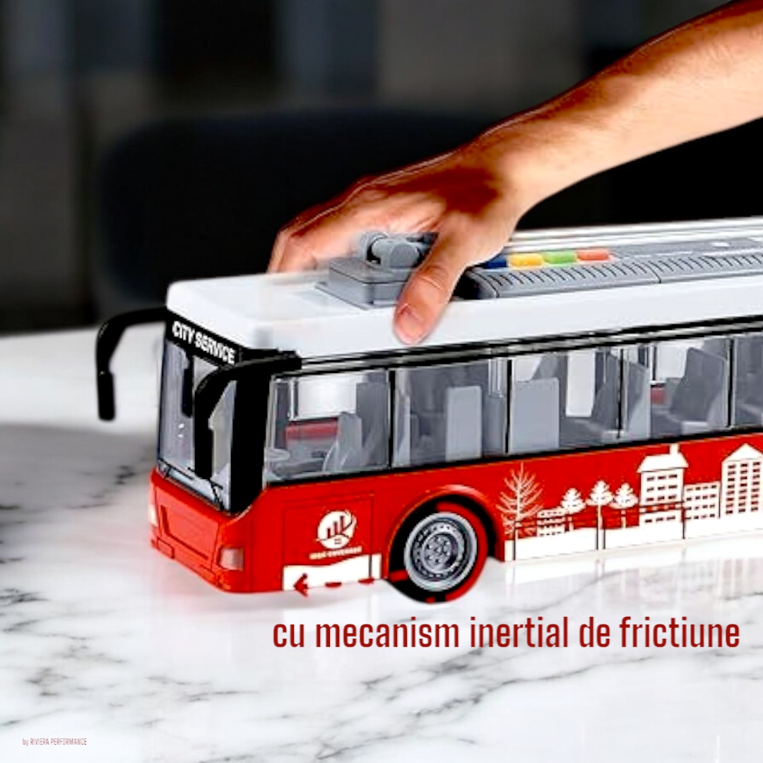 Troleibus electric urban Hooppie, cu mecanism frictiune, 29x7x10 cm ...