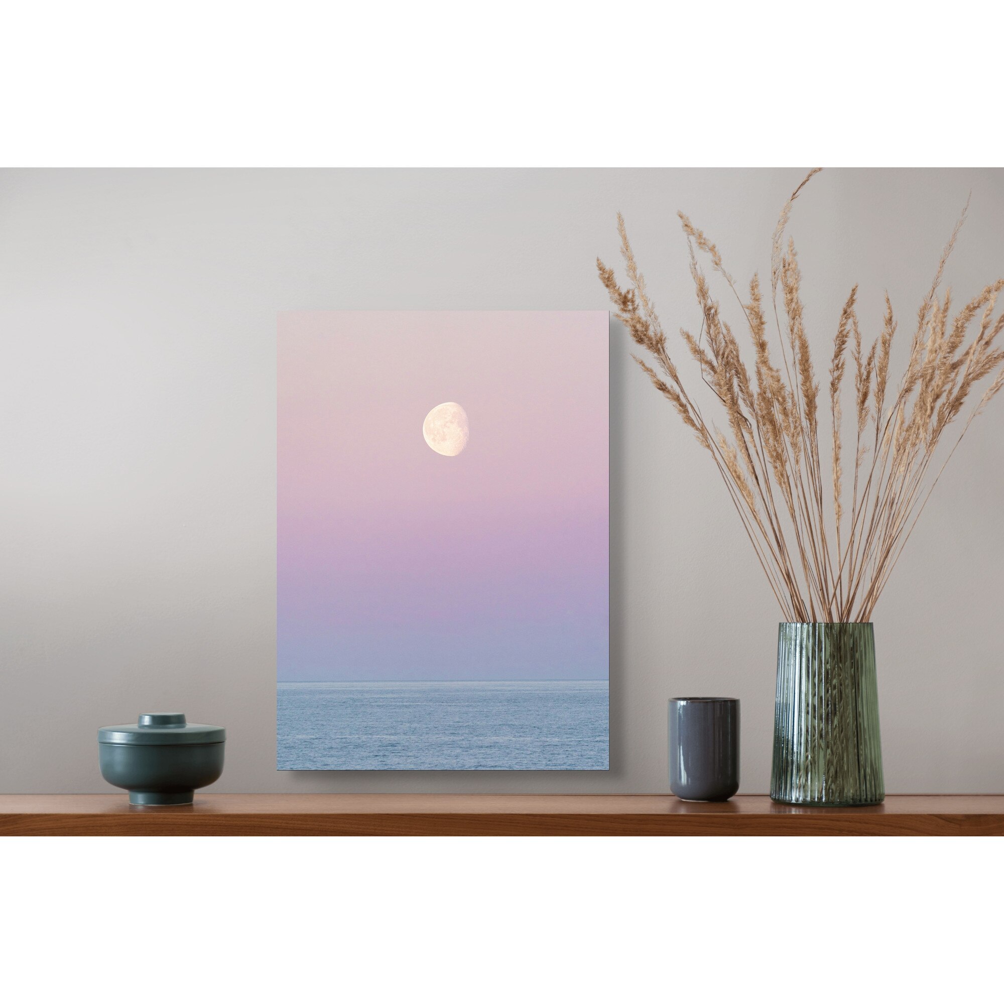 Tablou Canvas, "Luna ascendenta peste orizont marin", Luna, Apus, Ocean ...