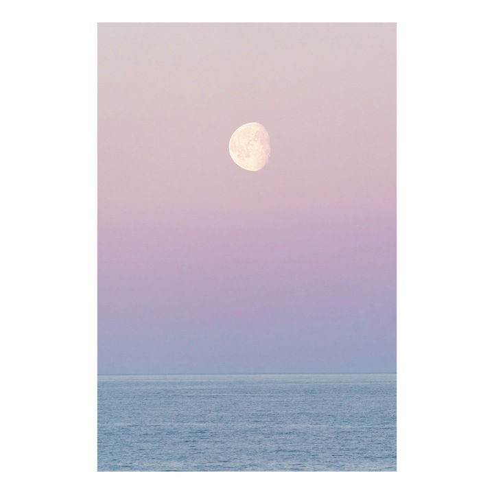 Tablou Canvas, "Luna ascendenta peste orizont marin", Luna, Apus, Ocean ...