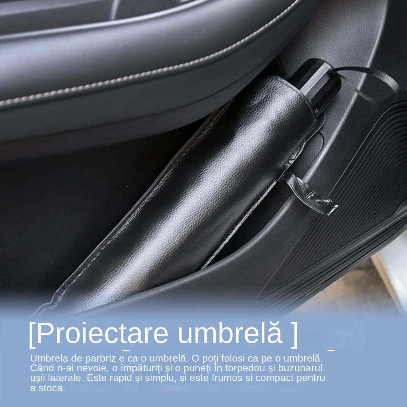 Parasolar parbriz Pliabil auto, NEVERMORE, Tip Umbrela, Rezistent UV ...