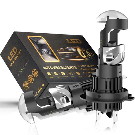 Set 2 Becuri LED H7 Lens cu Lupa, 120W, 6000K, 20000LM, Canbus Plug ...