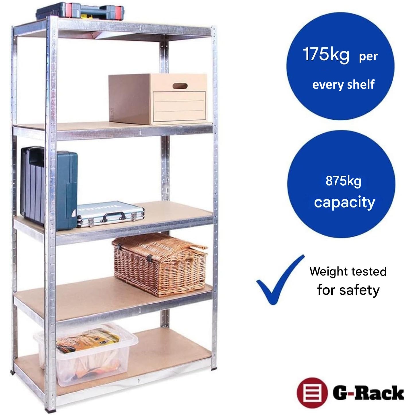 Raft metalic depozitare G-Rack, 180 x 120x 45 cm, 5 polite, 175kg/raft ...