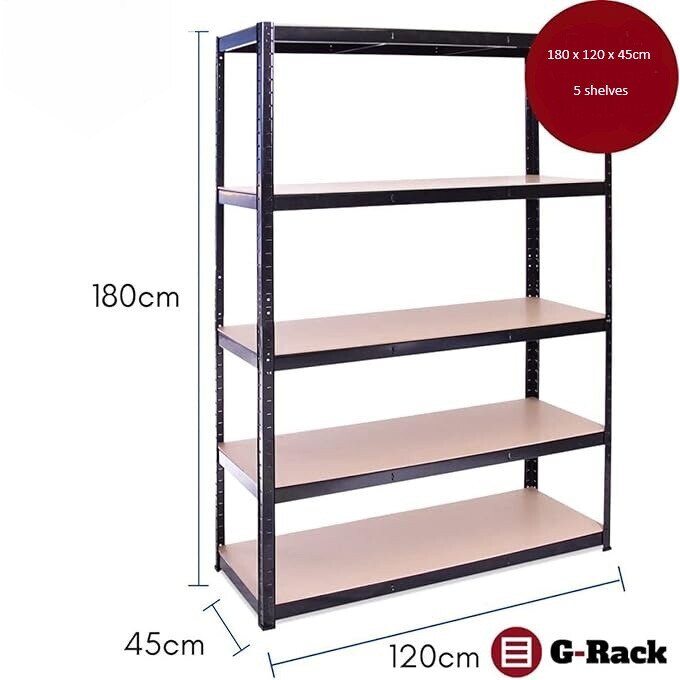 Raft metalic depozitare G-Rack, 180 x 120x 45 cm, 5 polite, 175kg/raft ...