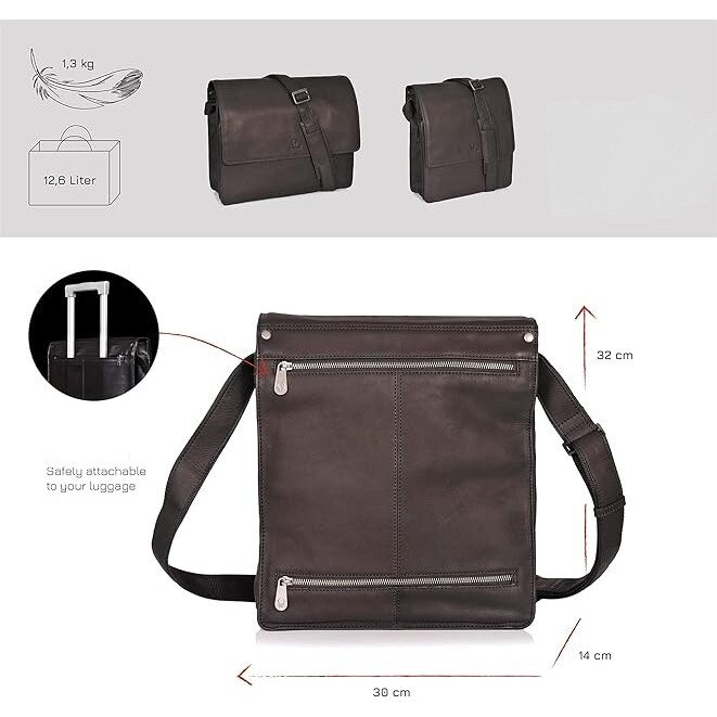 Geanta Barbati, Donbolso, New York Medium, Piele, Maro - eMAG.ro
