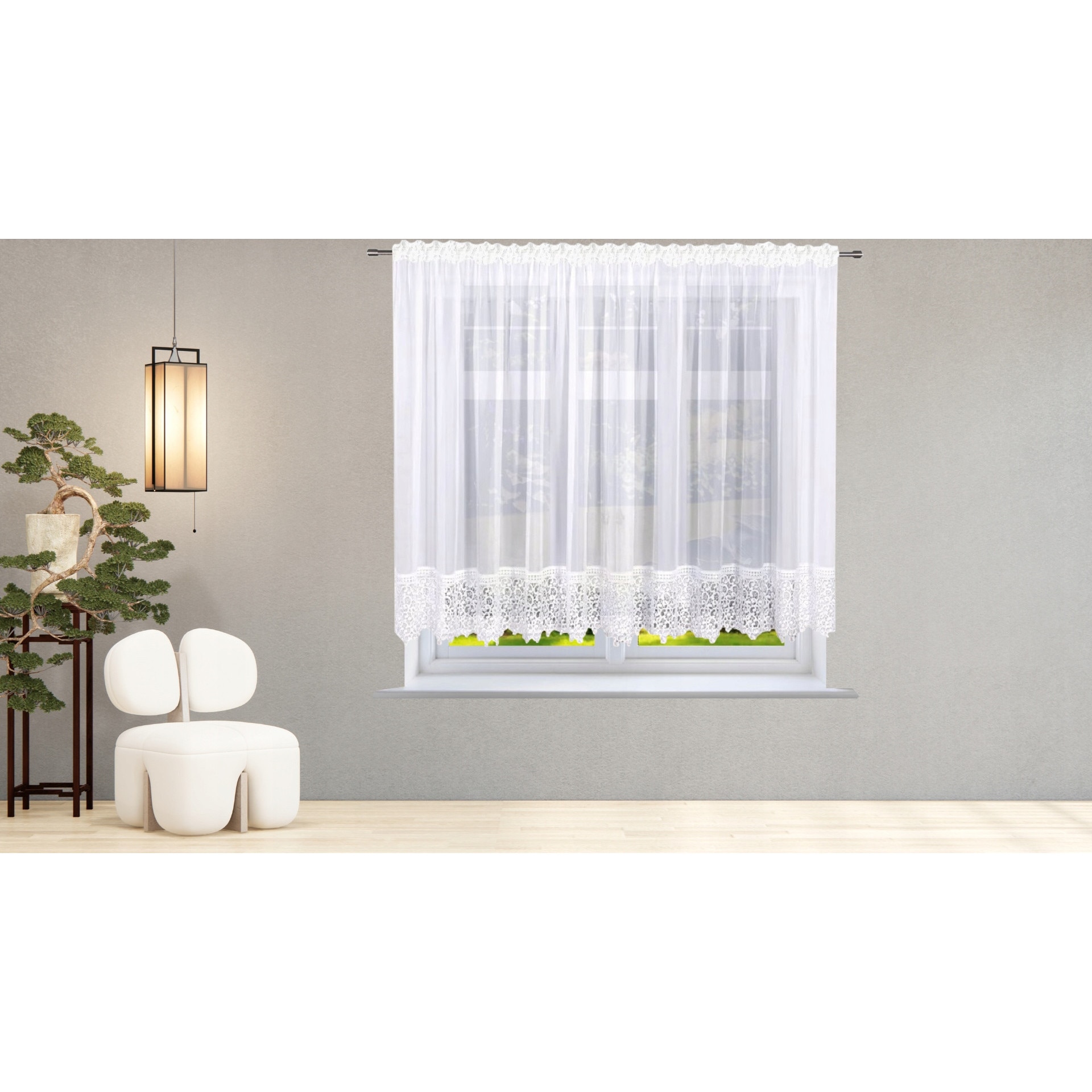 Perdea, NOW-ART, Perdele De Dantela Albe Finisate 36, Semi-transparenta ...