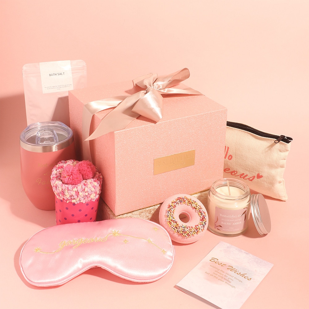 Set cadou spa pentru femei, NEVERMORE, 9 piese Cutie cadou (cu rafie ...