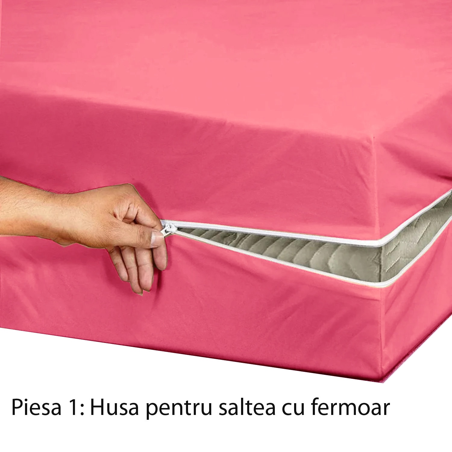 Husa cu fermoar pentru saltea de 140/200, din bumbac 100% natural, de ...