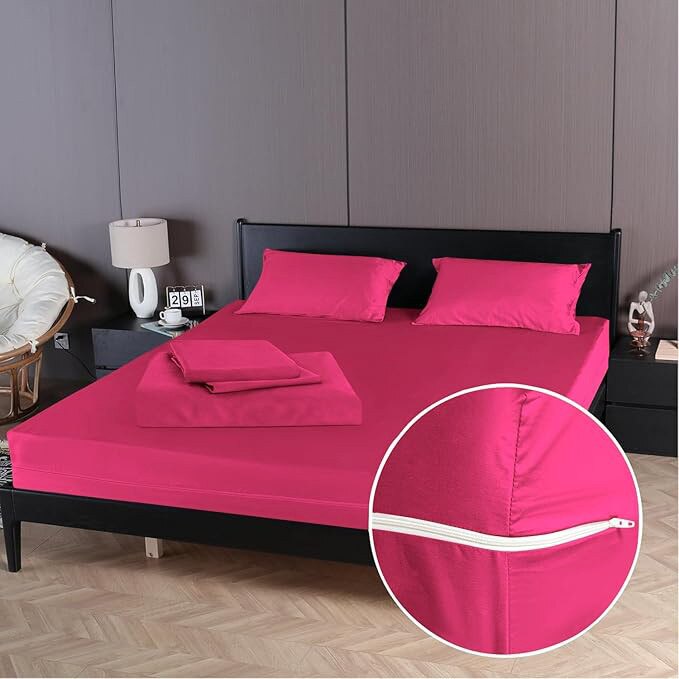 Husa cu fermoar pentru saltea de 140/200, din bumbac 100% natural, de ...