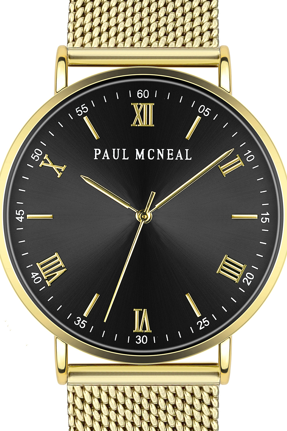 Paul McNeal, Ceas rotund cu bratara cu model plasa, Auriu - eMAG.ro