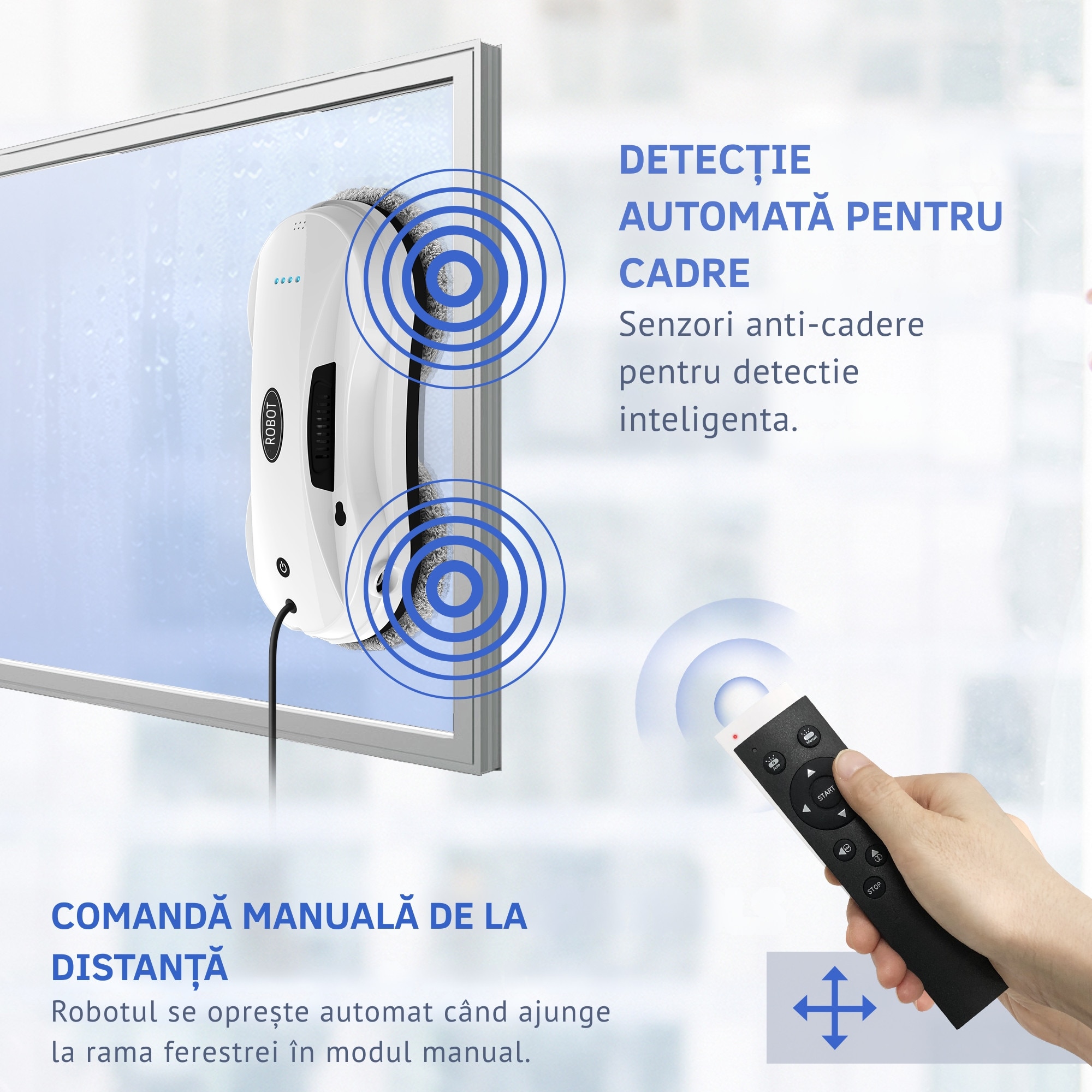 Robot de curatat geamuri X7, Robot aspirator ferestre, Operare AI, 3 ...