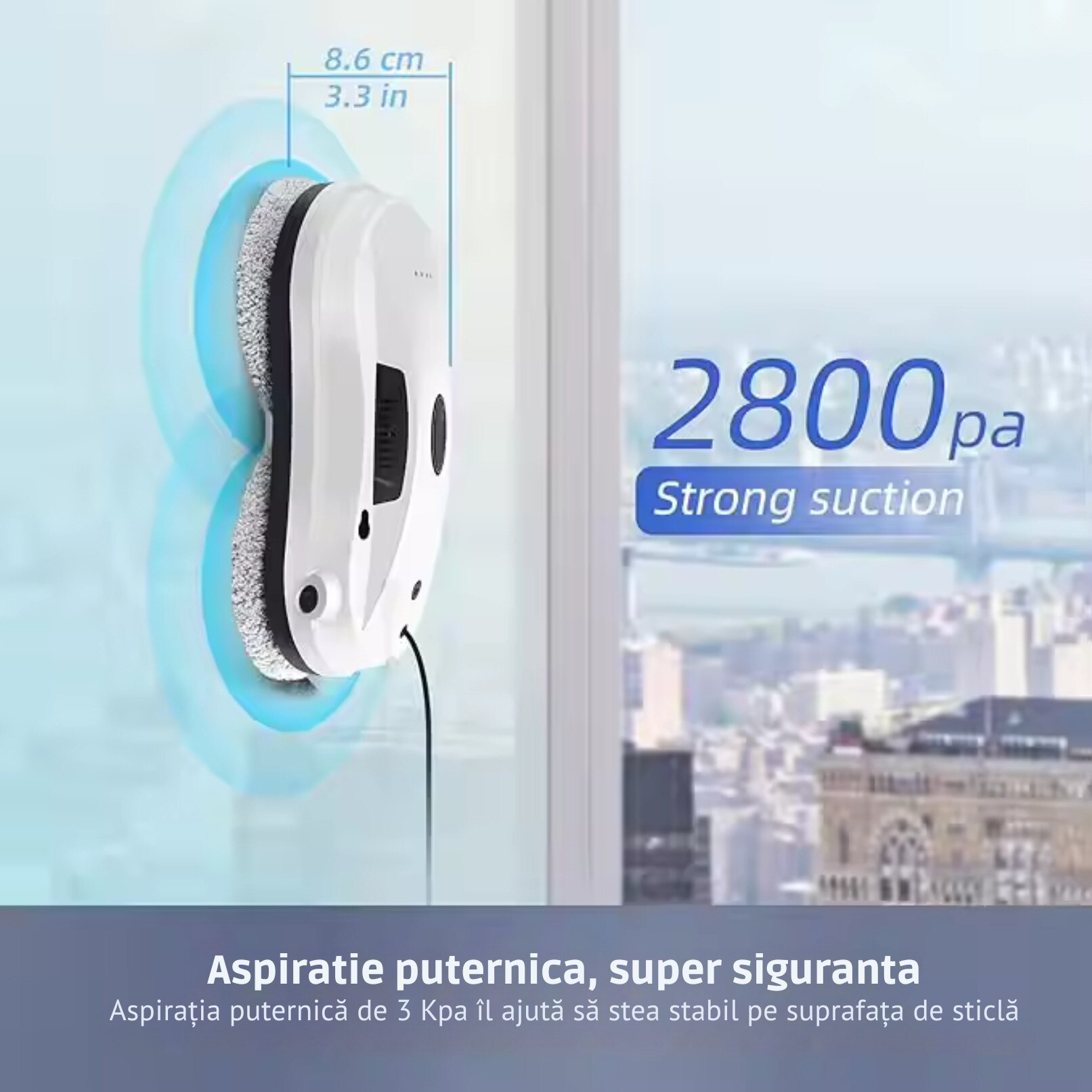 Robot de curatat geamuri X7, Robot aspirator ferestre, Operare AI, 3 ...