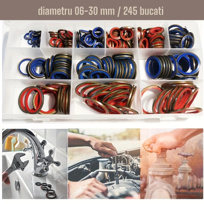 Set saibe metal, cauciuc, diametru 06-30 mm, multicolore, 245 bucati ...