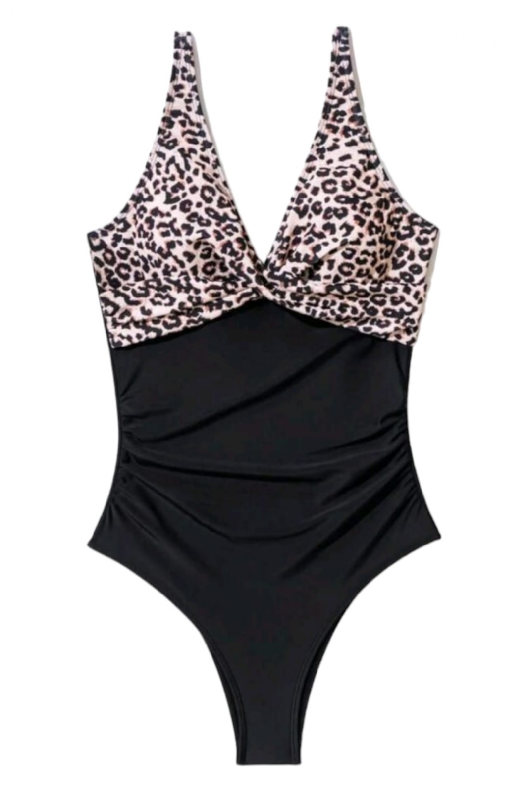 Costum baie intreg dama cu efect modelator, animal print, negru ...