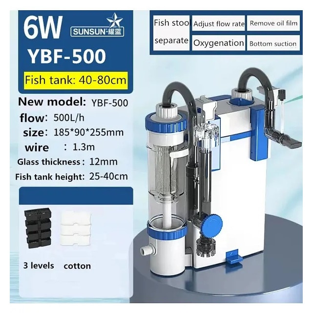 Филтър за аквариум Sunsun YBF-500, скимер, ситов филтър, вграден - eMAG.bg