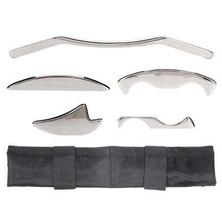 Set 5 instrumente masaj Gua Sha, inox, pentru ameliorarea durerilor ...