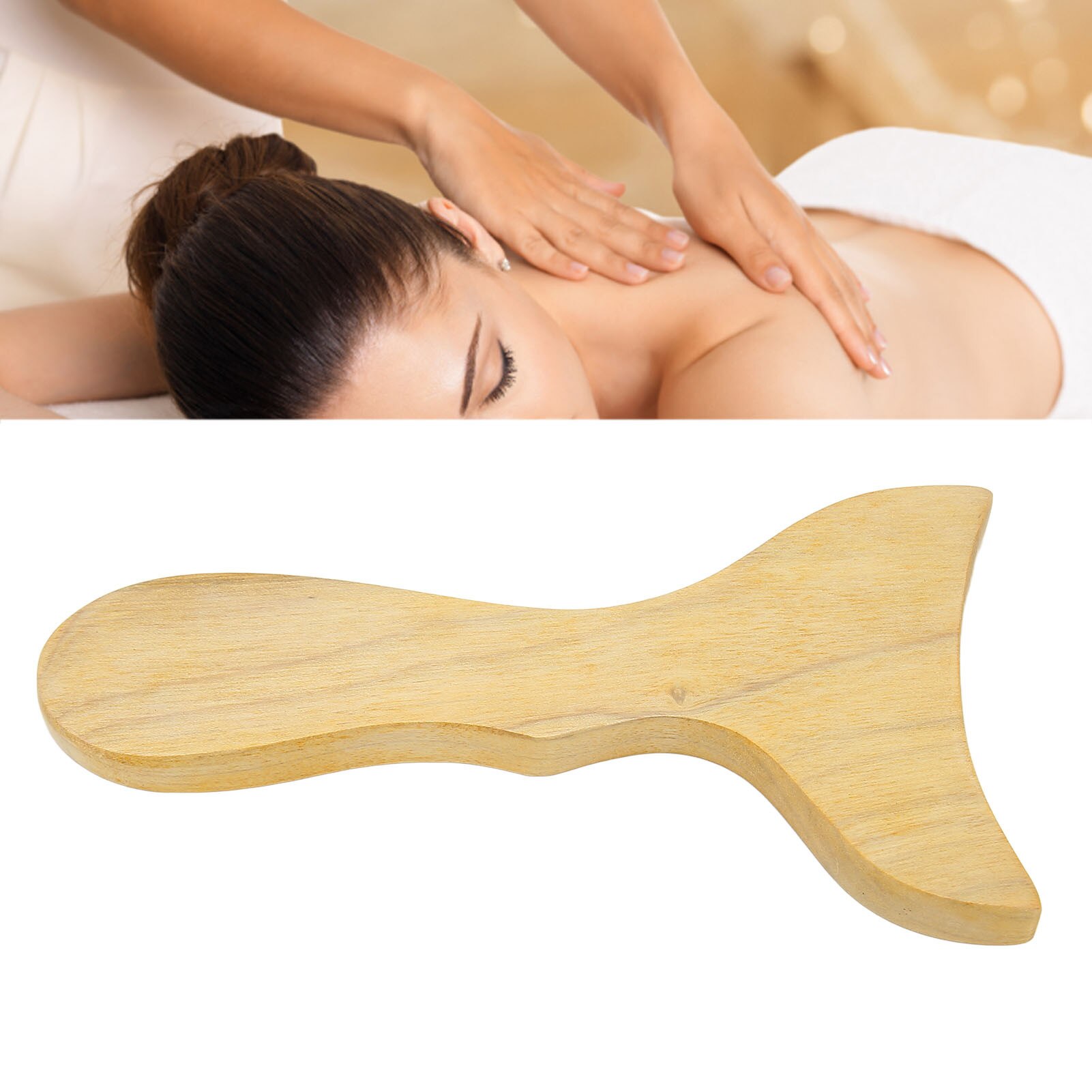 Placa Gua Sha din lemn pentru masaj, relaxare musculara, design ...
