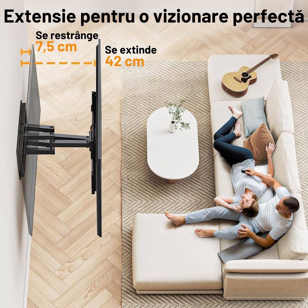 Suport TV de Perete, Premium, Montare pe Perete, Reglabil, Rotire ...