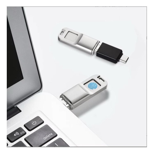 Stick Memorie USB cu scanare amprenta digitala 3.0, 128 Gb, Metalic ...