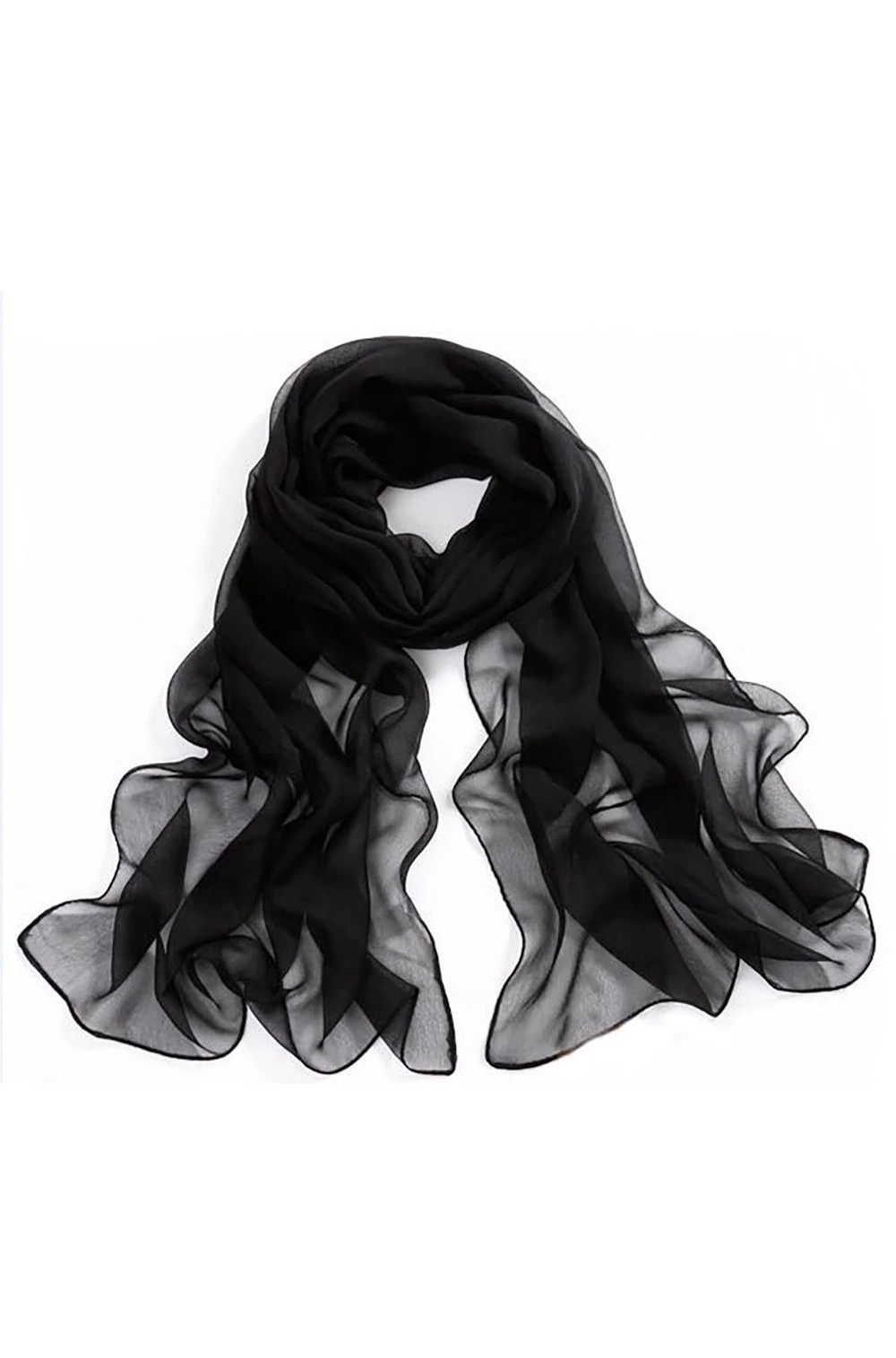 Esarfa dama, neagra, 155x55cm, matase, set multifunctional - eMAG.ro