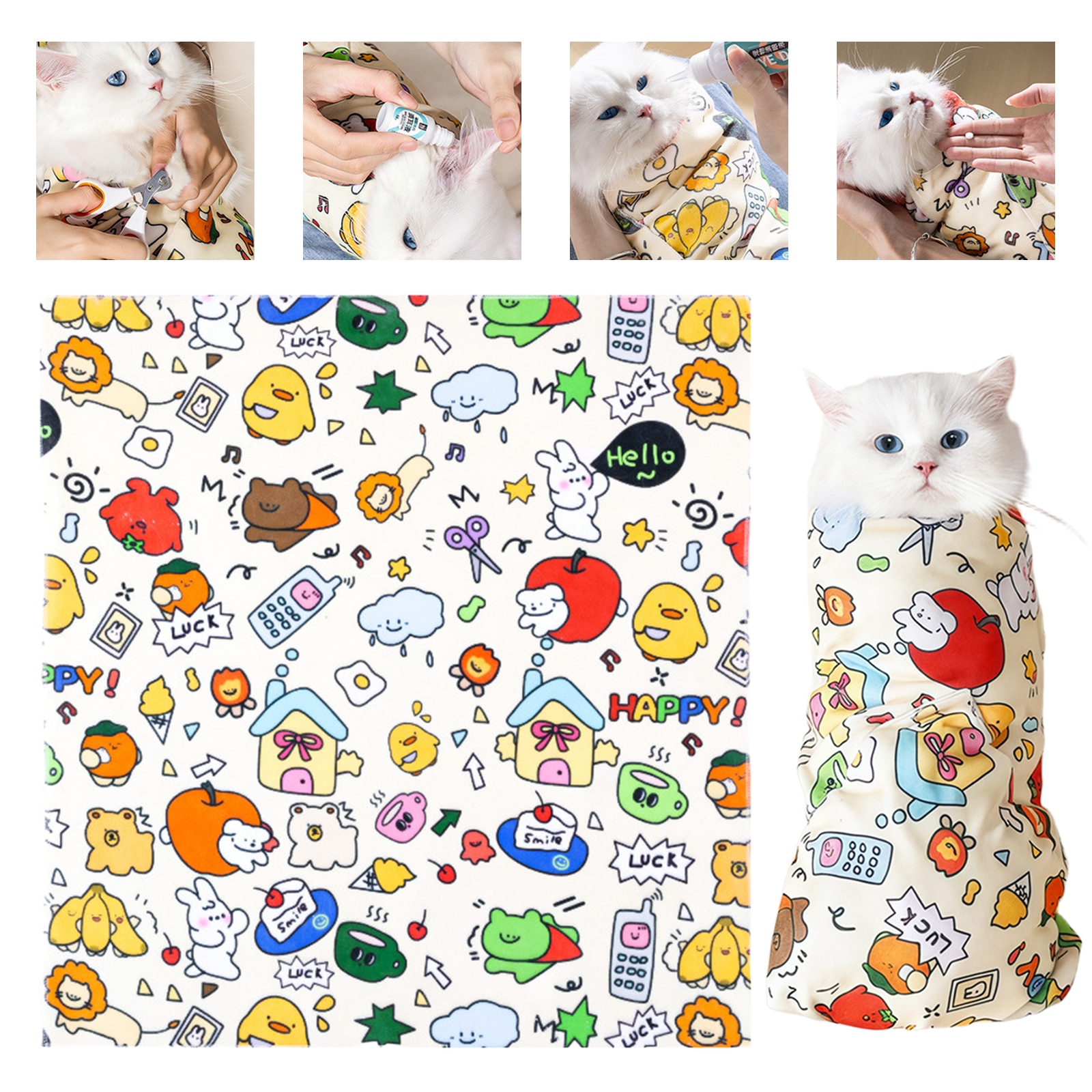 Cat Wrap pentru ingrijire, Cat Restraint Wrap pentru taierea unghiilor ...