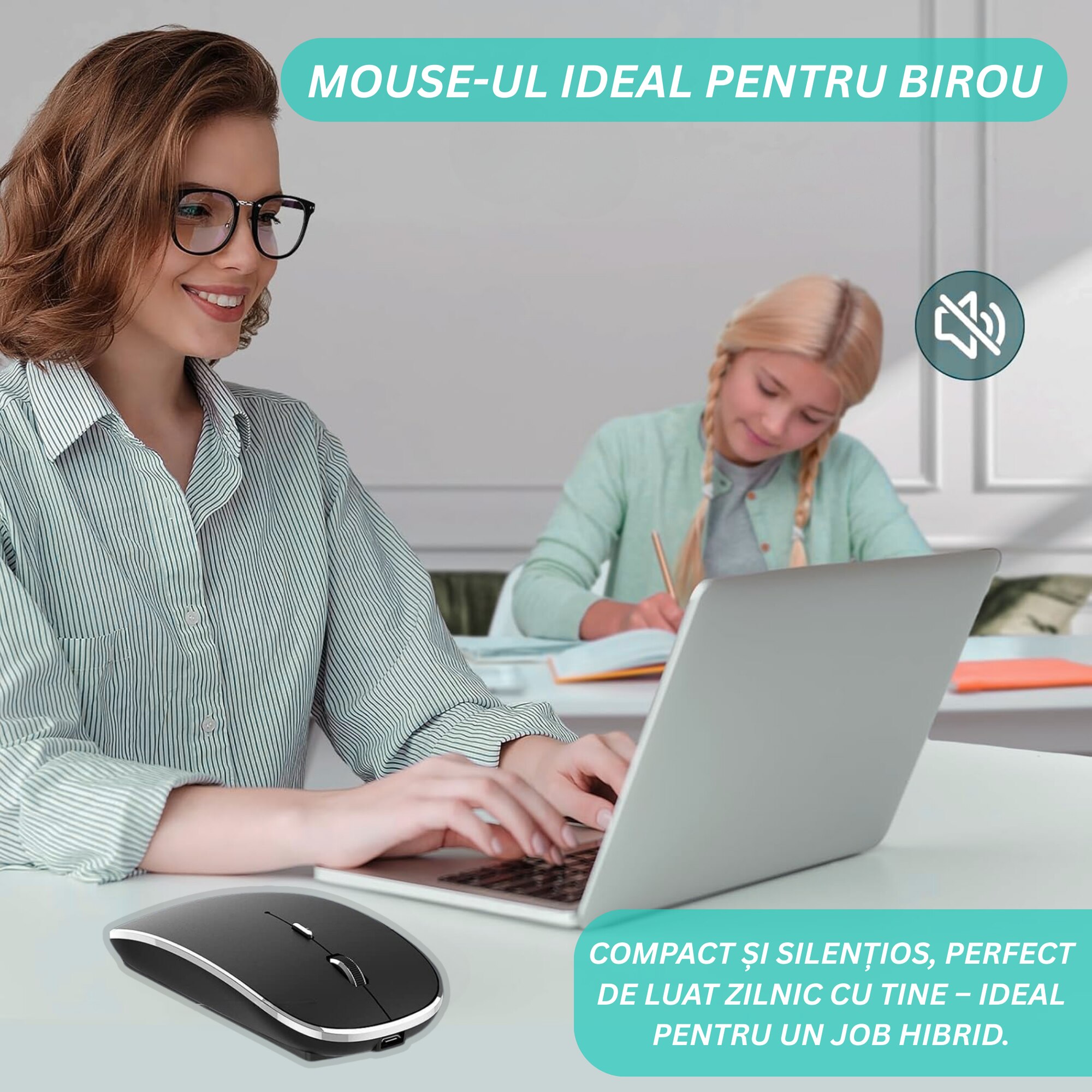 Mouse Wireless NETSTAT®, Fara fir, Click Silentios, Slim si Portabil ...