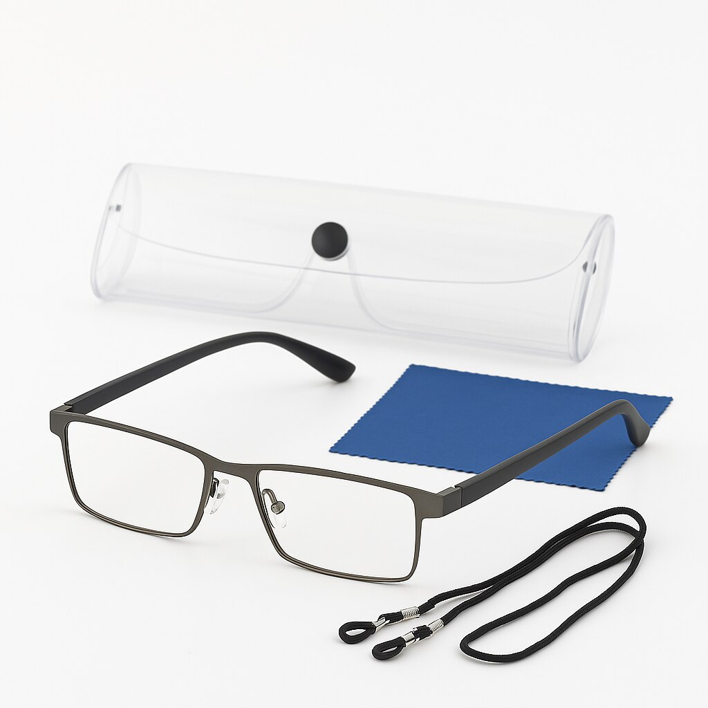 Ochelari de vedere cu lentile din sticla, rama metalica si balamale cu ...